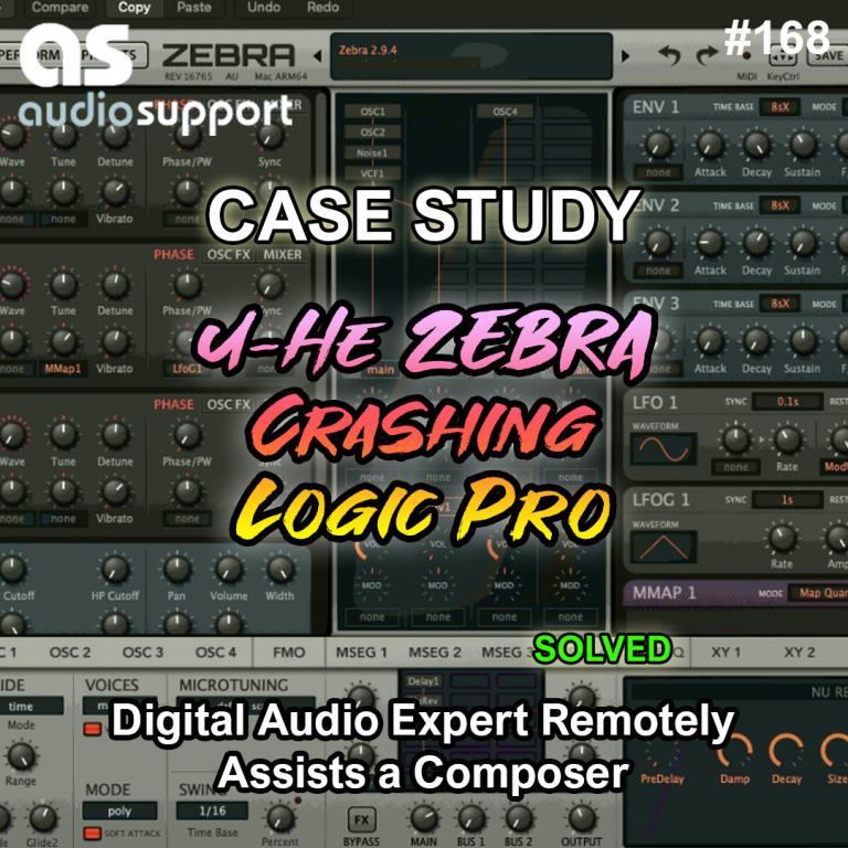 Plugin Problems Solved: Logic Pro & Zebra Crash Resolution - Audio Support